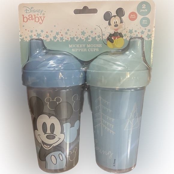 Disney | Other | Disney Baby 2 Pk Vintage Blue Mickey Print Sipper Cups ...